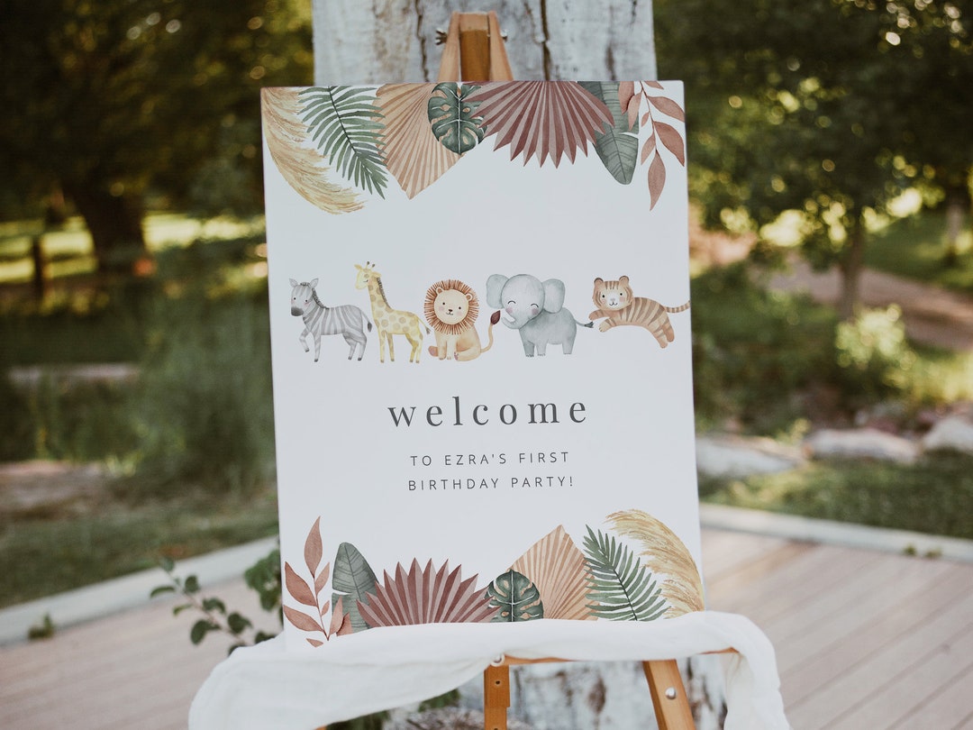 Safari Welcome Sign Template, Jungle Welcome Sign Birthday, Safari ...