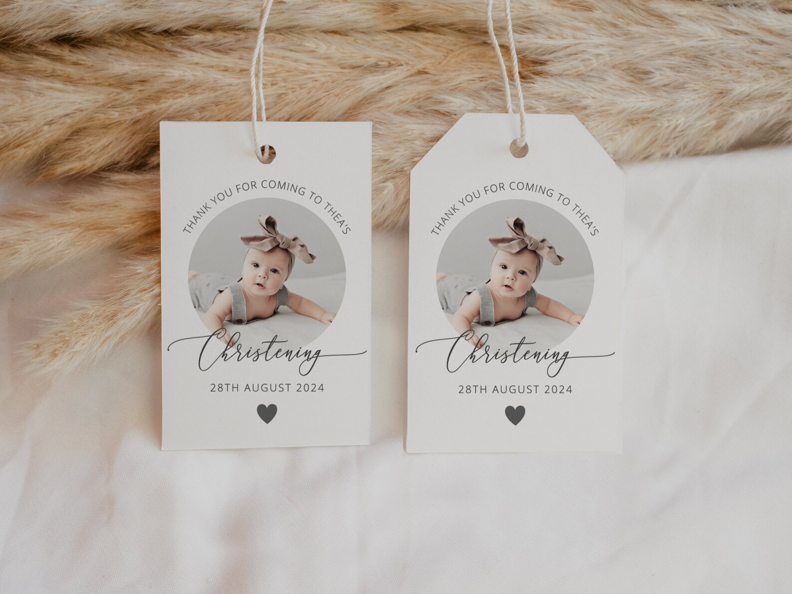 Christening Thank You Tag, Favor Tag Template, Christening Girl, Photo ...