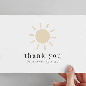 Thank You Card Template | Sun Thank You Note | Sunshine Thank You Card ...
