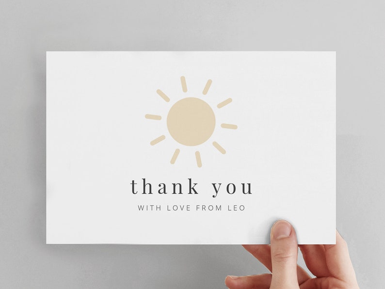 Thank You Card Template Sun Thank You Note Sunshine Thank | Etsy