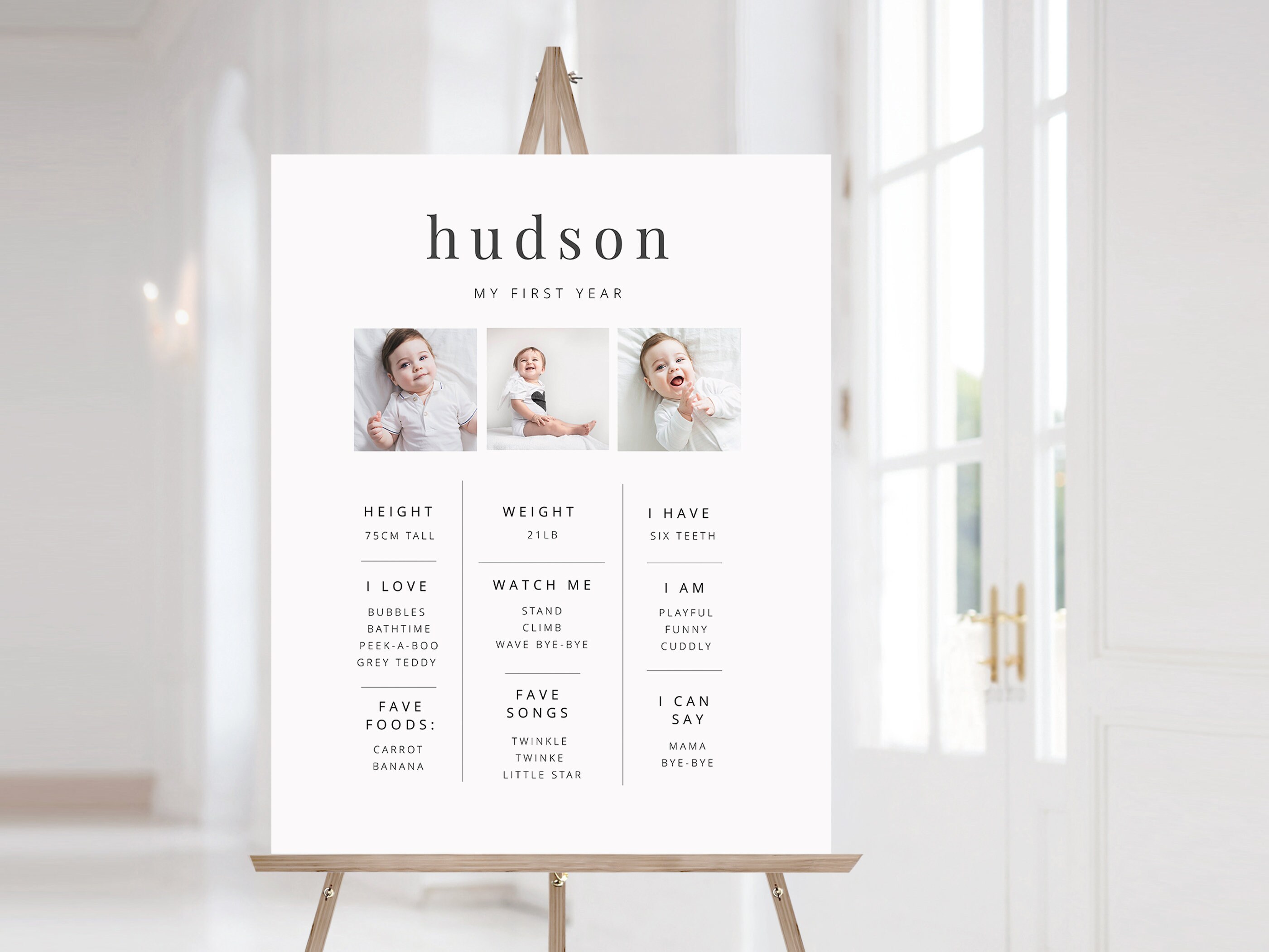 Editable Milestone Poster | 1st Birthday Milestone Print | Photo ...