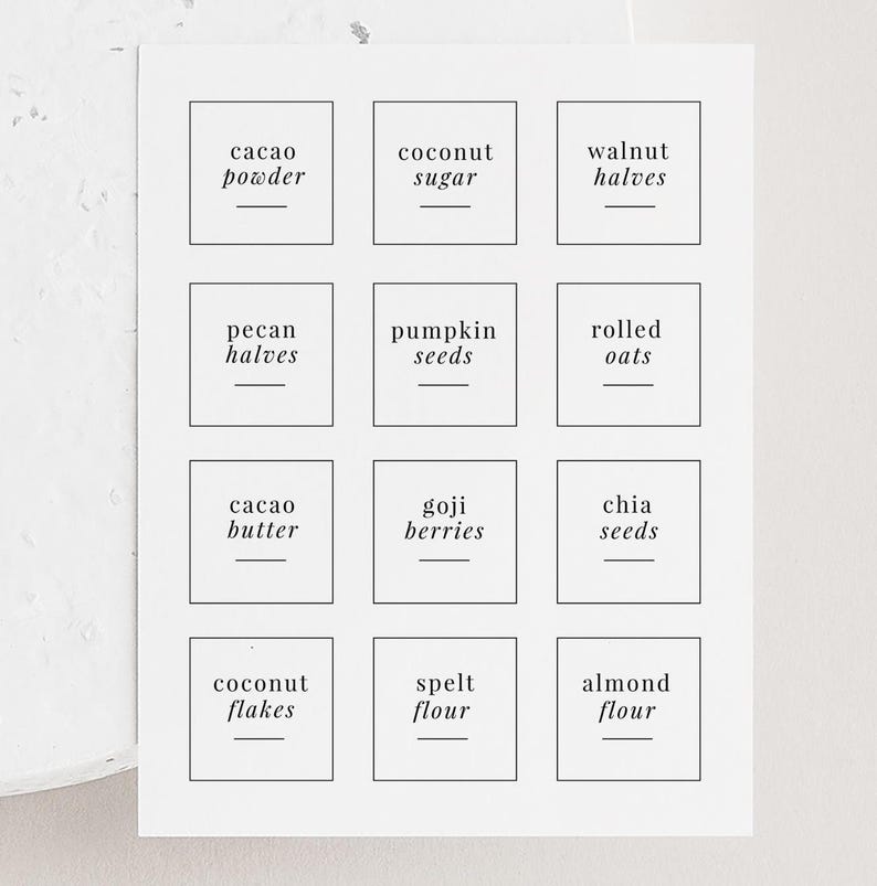2 Inch Label, Editable Pantry Labels Template, Kitchen Jar Organisation ...