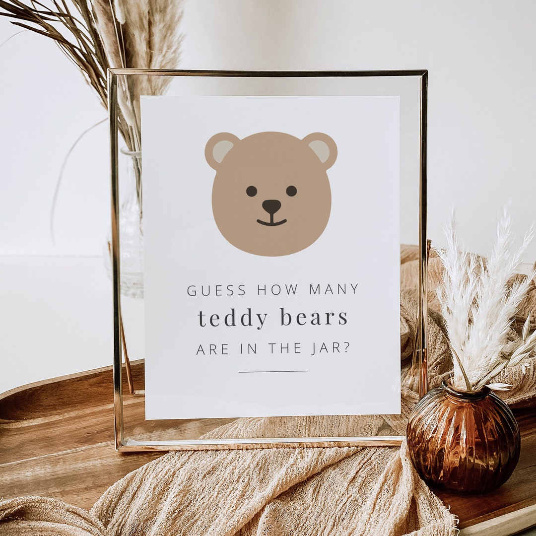 Guess How Many Bears in the Jar, Baby Shower Game, Editable Sign, Teddy ...