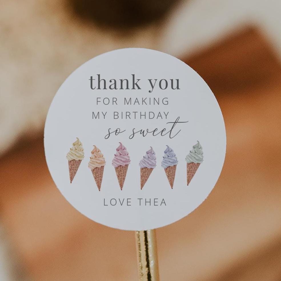 Icecream Favor Sticker Template, Two Sweet Birthday, Candy First ...