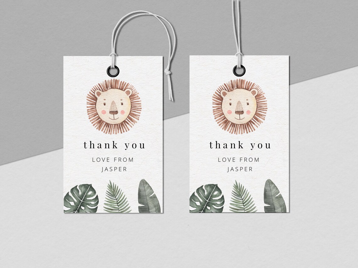 Editable Thank You Tag Lion Favor Tag Jungle Lion Thank - Etsy