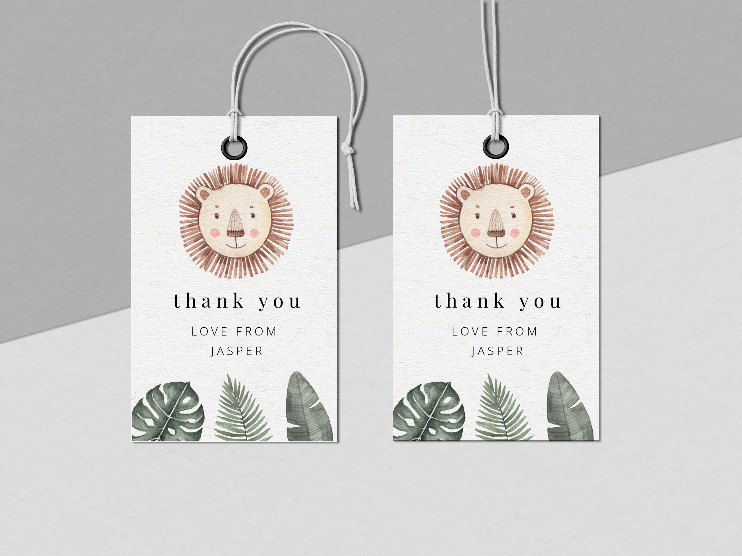 Editable Thank You Tag | Lion Favor Tag | Jungle Lion Thank You Tag ...