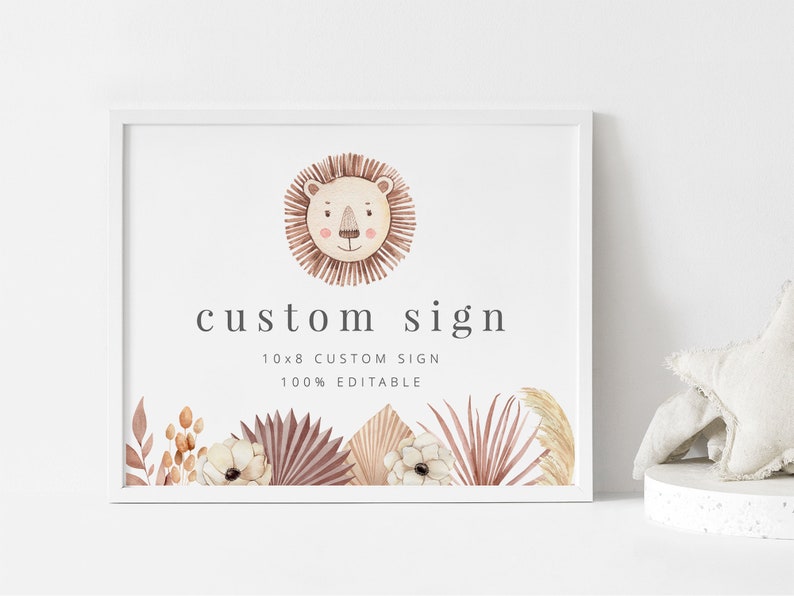 Lion Custom Sign Template Safari Custom Sign Jungle Birthday - Etsy