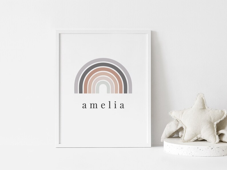 Name Rainbow Print | Editable Rainbow Print | Boho Rainbow | Blush and ...