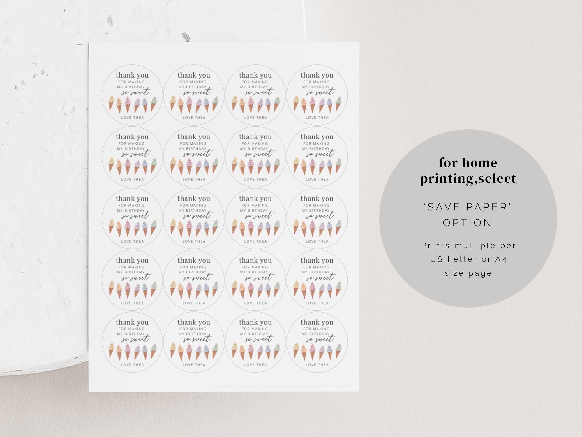 Icecream Favor Sticker Template, Two Sweet Birthday, Candy First ...