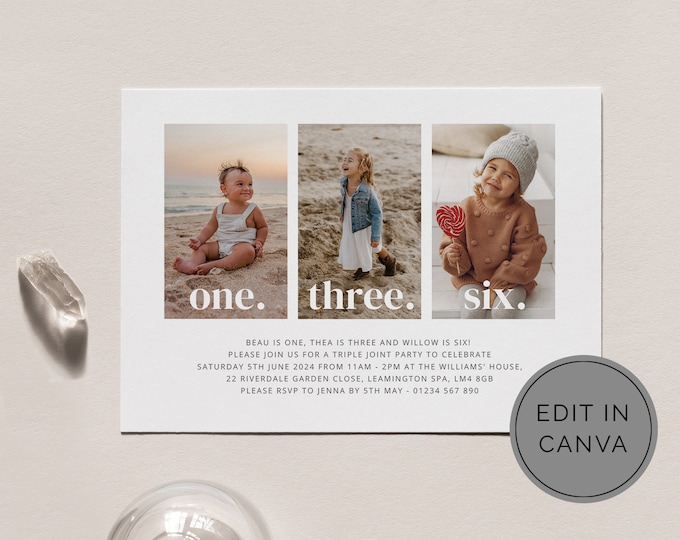 Joint Birthday Party Invitation, Shared Birthday Party Invitation, Kids ...