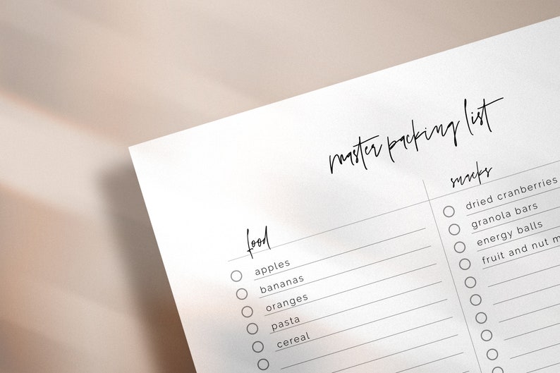 Editable Master Packing List Printable Packing List - Etsy UK