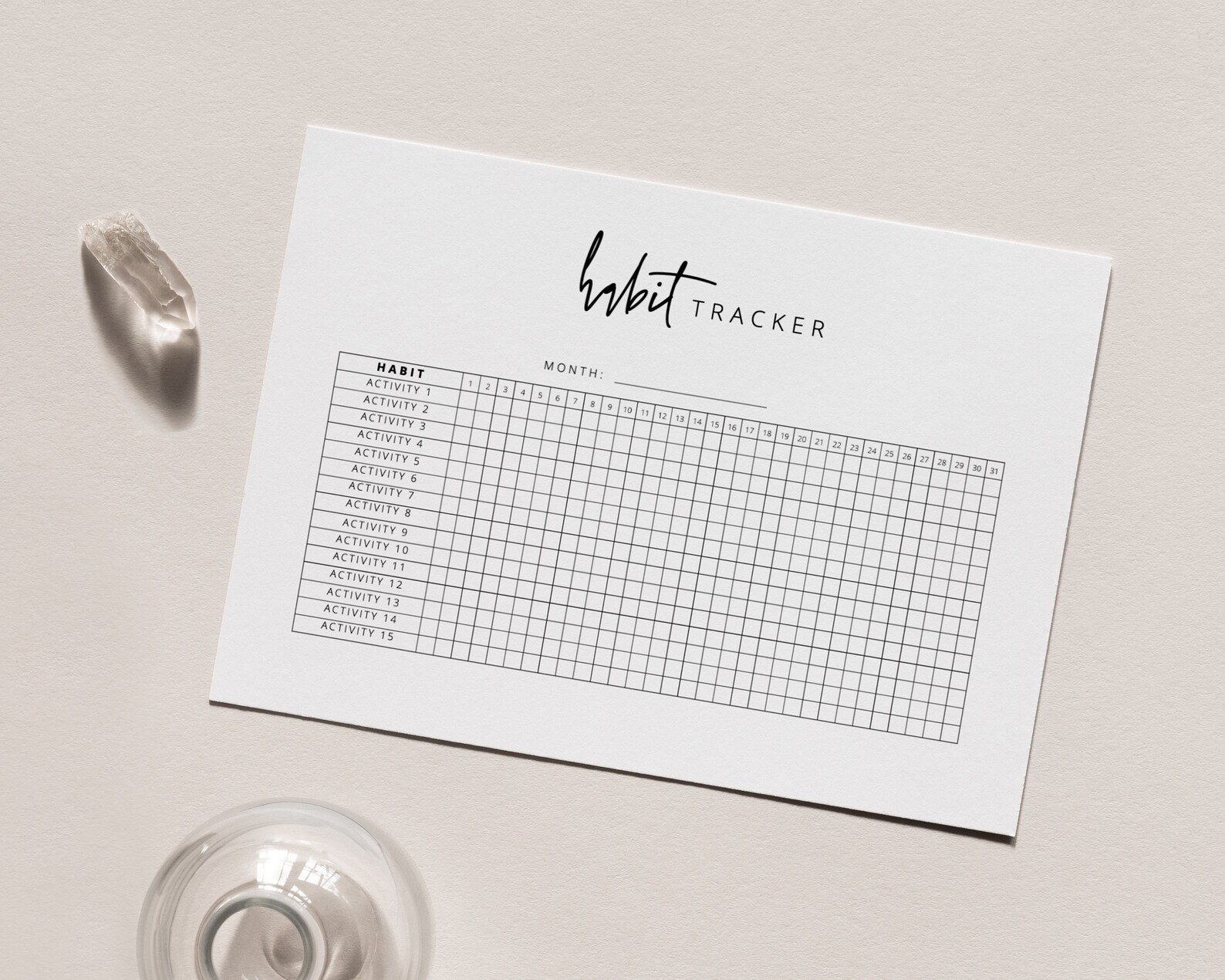 Editable Habit Tracker | Printable Monthly Habit Tracker | Minimalist ...