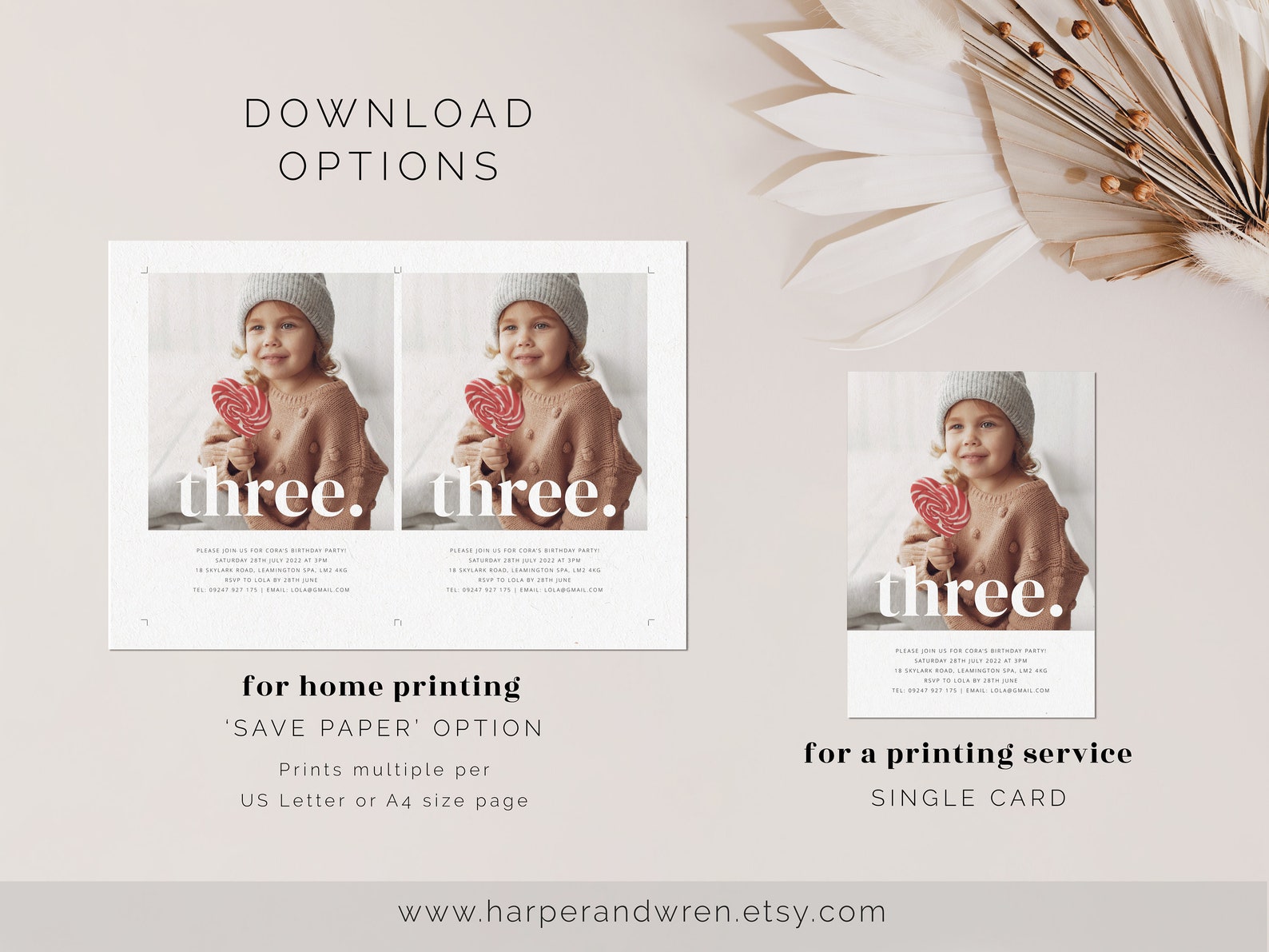3rd Birthday Invitation Template, Three Invitation, Third Birthday ...