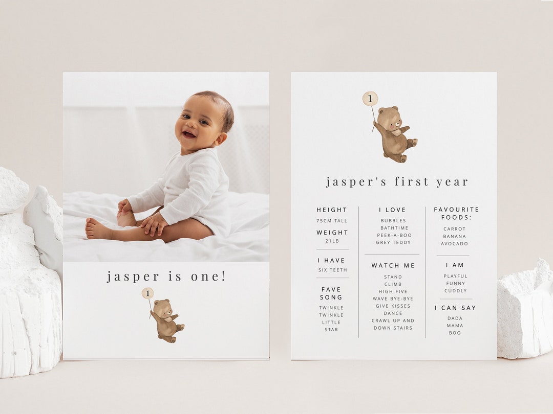 Bear Mini Milestone Template, Mini Milestone Printable, Bear 1st ...