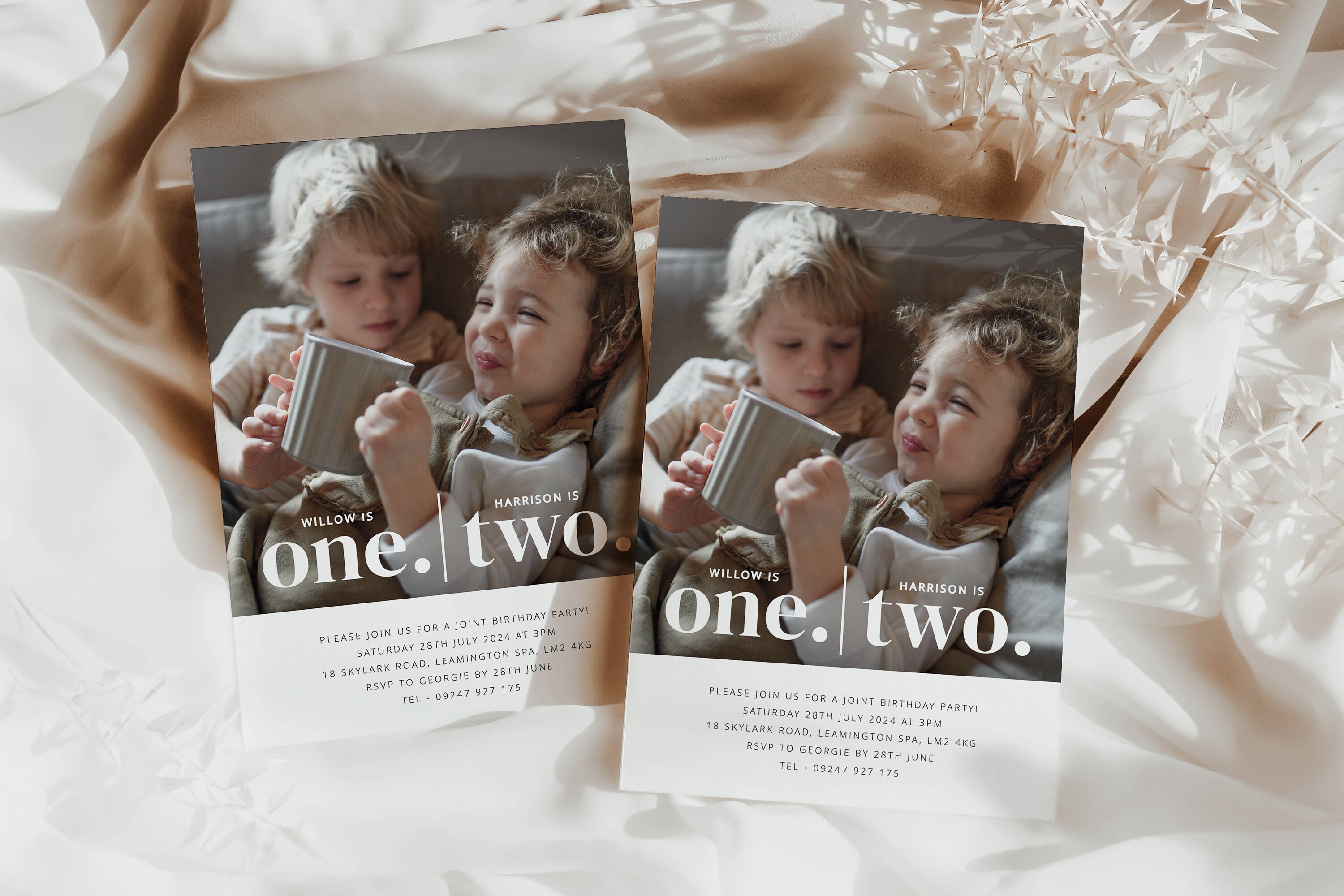 Joint Invitation Template 1st and 2nd Birthday Invitation - Etsy