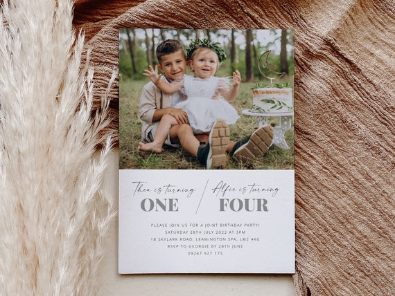 Joint Birthday Invitation Template Joint Party Invite Photo | Etsy