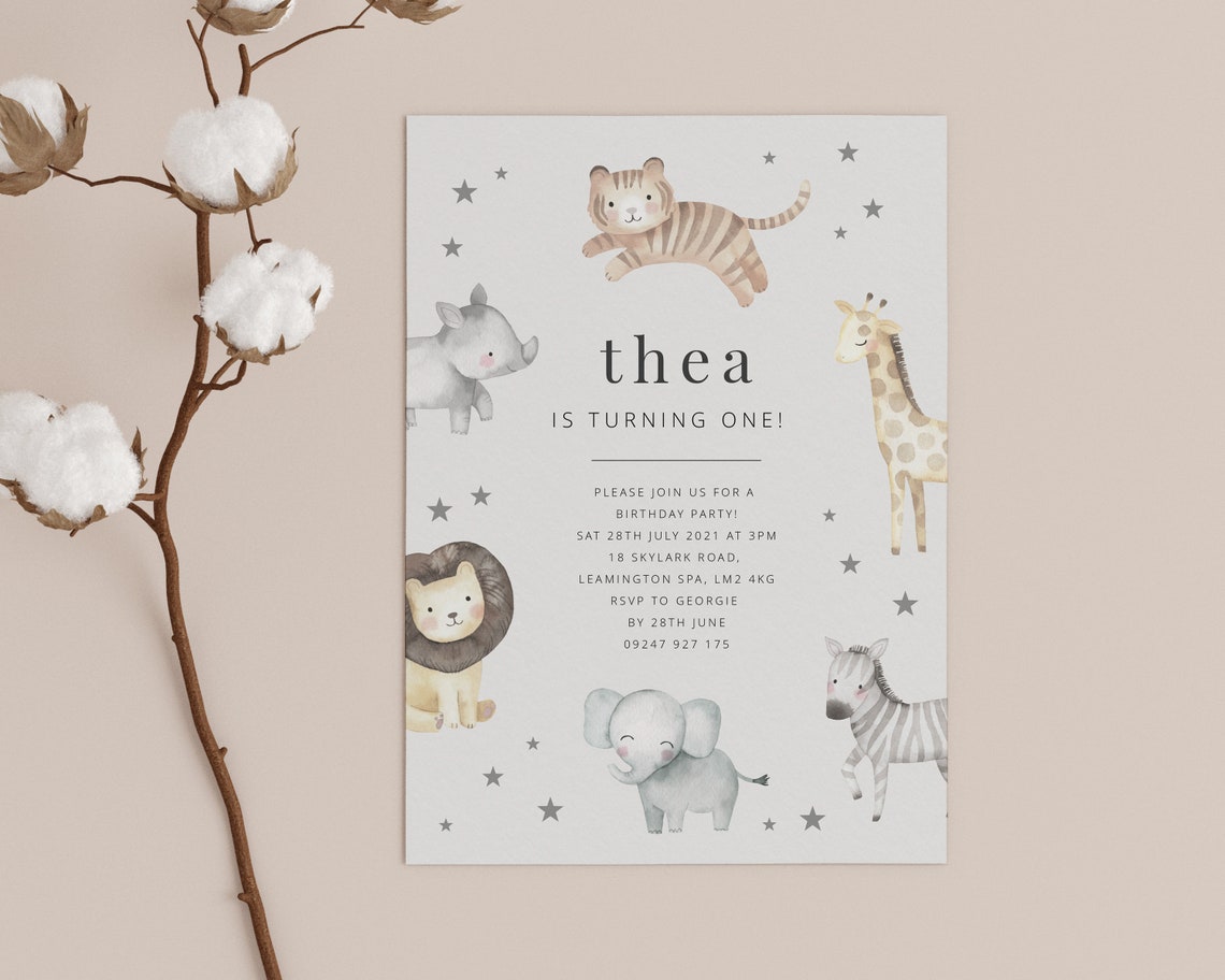 Editable Safari Birthday Invitation, Safari Theme Birthday, Jungle ...