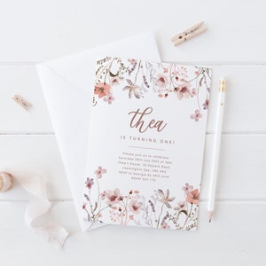 Wildflower Birthday Bundle, Printable Birthday Templates, Floral First ...