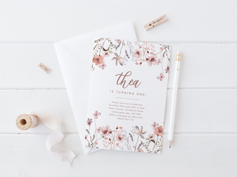 Wildflower Birthday Bundle, Printable Birthday Templates, Floral First ...