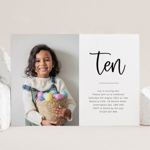 10th Birthday Invite Template Photo Birthday Invitation - Etsy