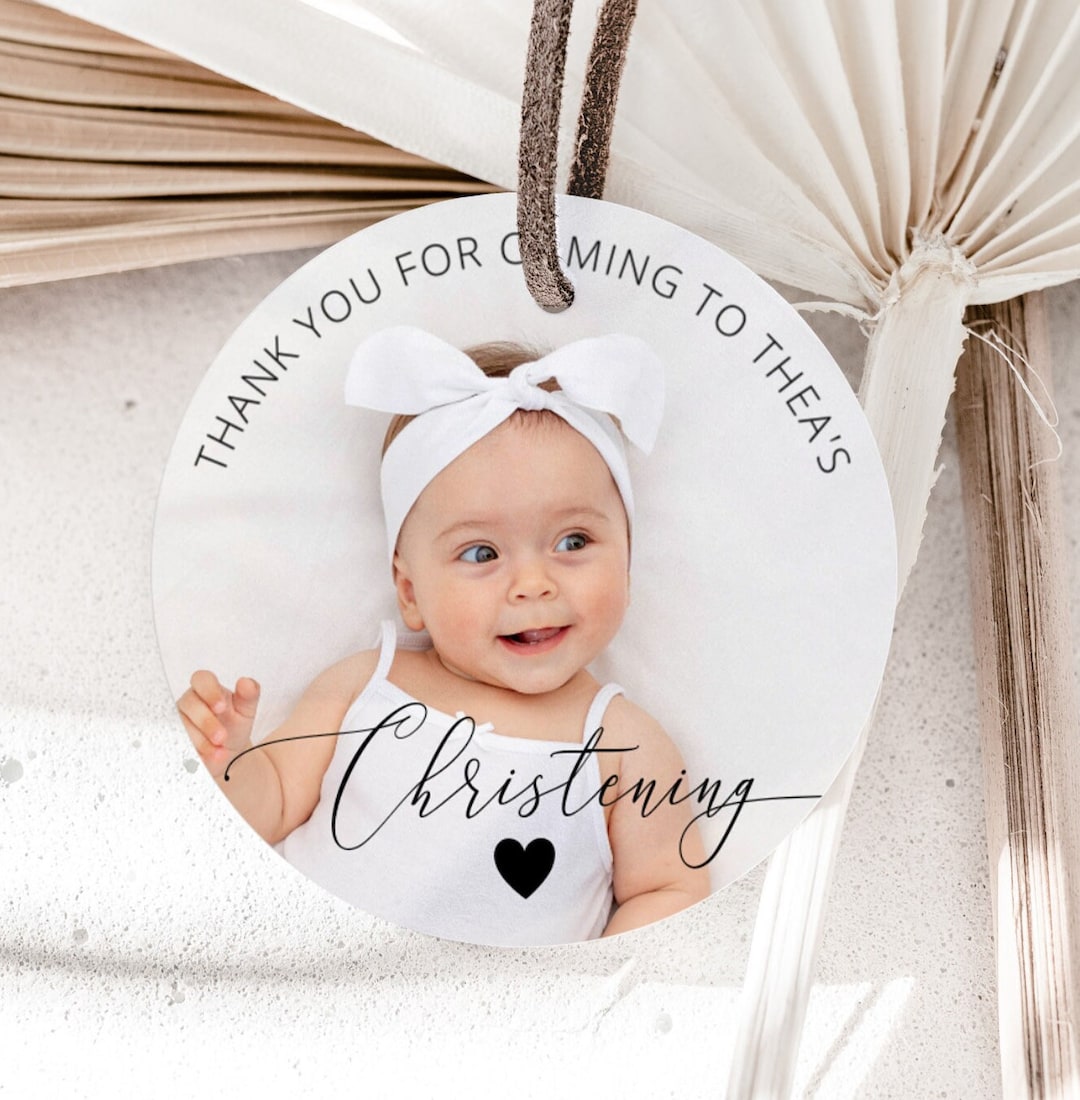 Christening Thank You Sticker Template, Baptism Favor Tag, Christening ...