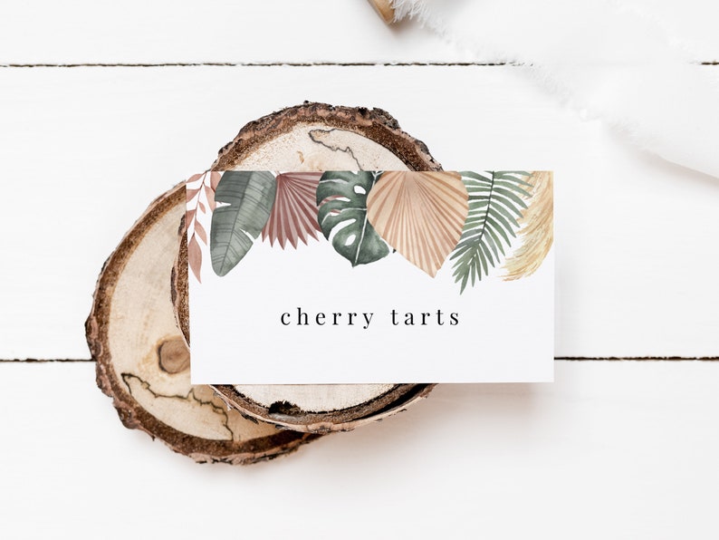 Safari Buffet Labels Template Boho Leaf Safari Buffet Cards | Etsy