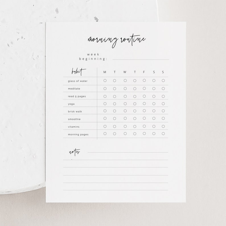 Editable Morning Routine Checklist Minimal Checklist Morning | Etsy