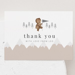 Bear Thank You Card Template, Bear Thank You Note, Bear Mountains Thank ...