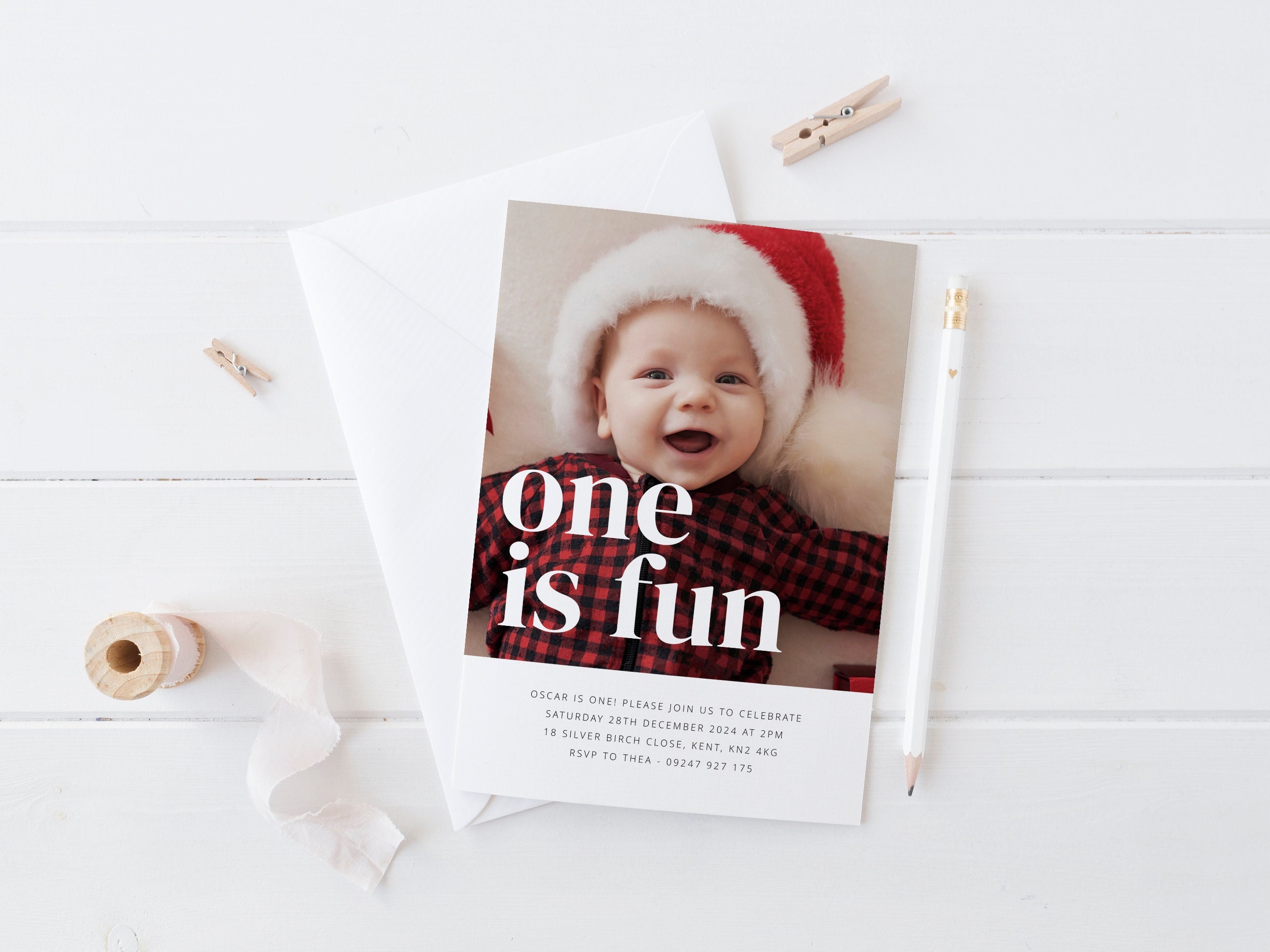 One is Fun Invitation Template, Christmas Birthday, Picture Invitation ...
