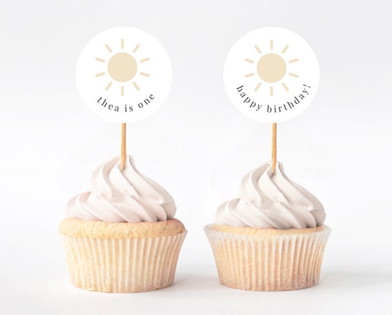 Sun Cupcake Topper Template Sun Cake Toppers Sunshine | Etsy
