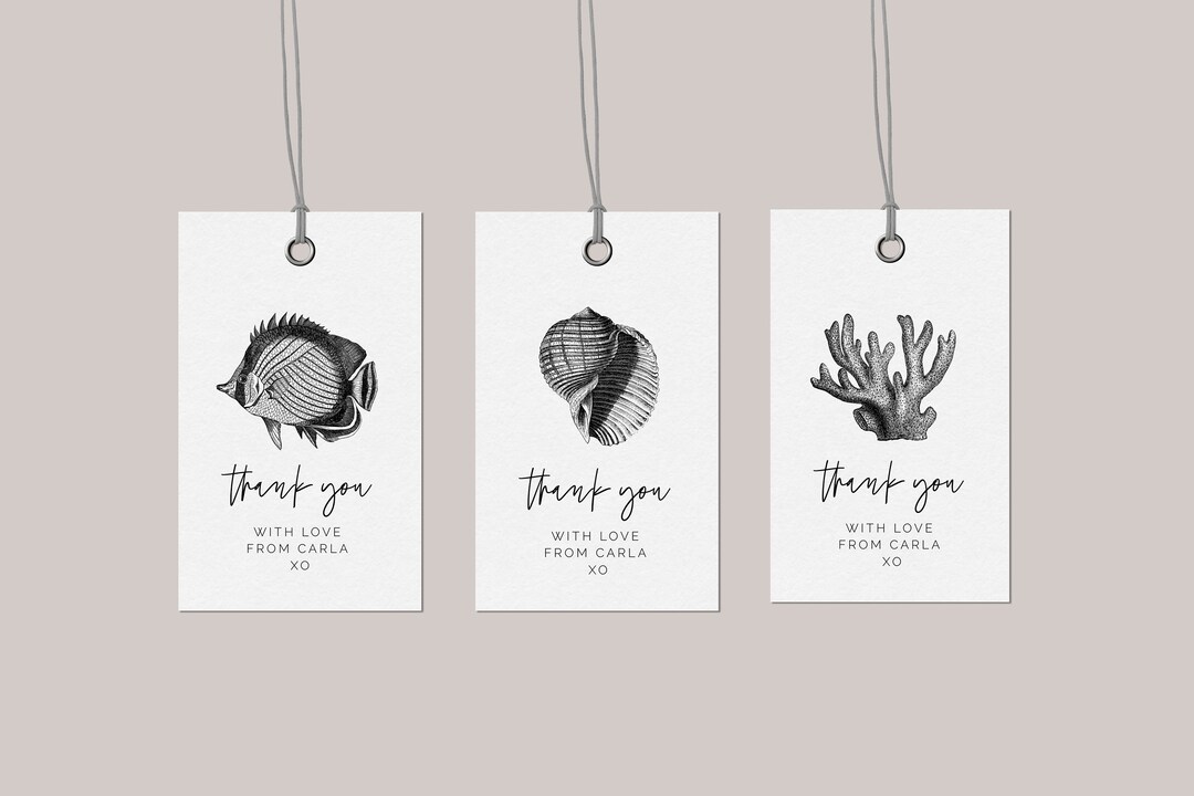 Ocean Themed Gift Tags | Set of 6 | Nautical Gift Tags | Thank You Tags ...