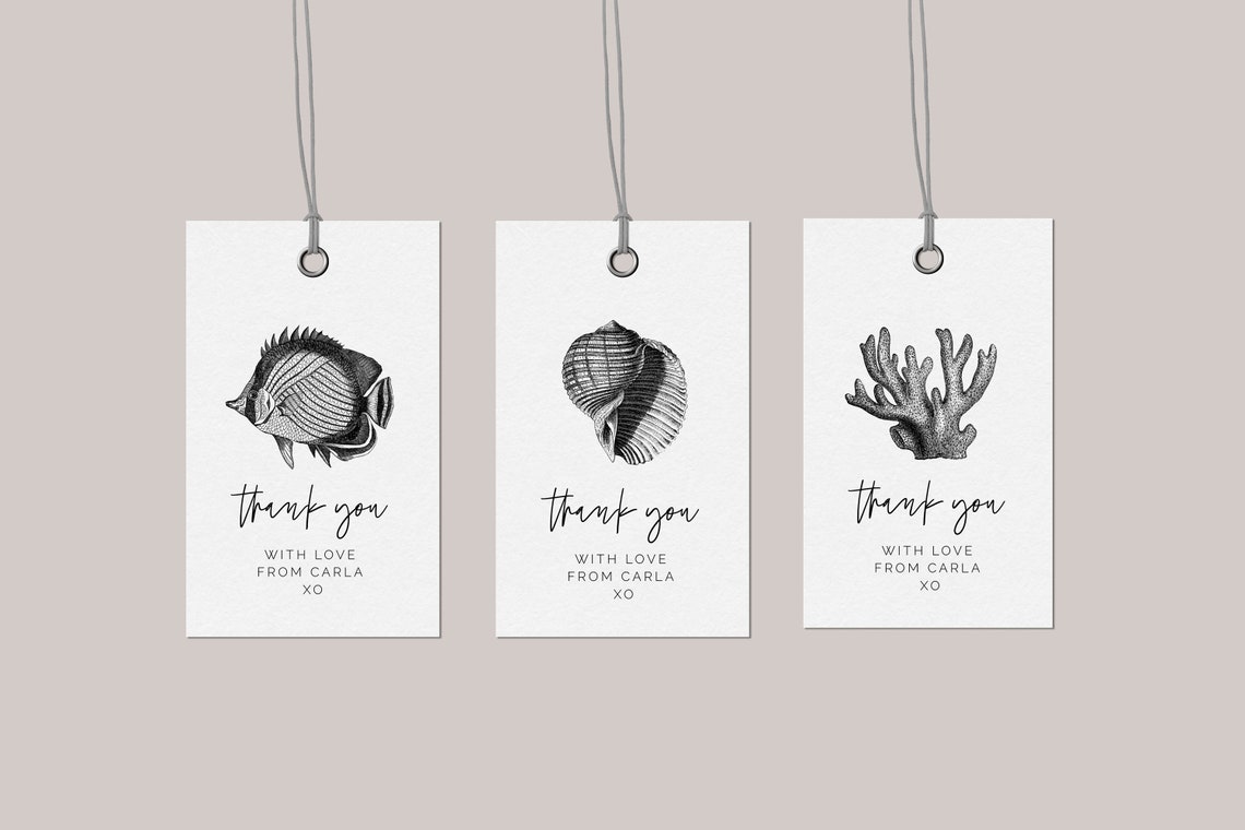 Ocean Themed Gift Tags Set of 6 Nautical Gift Tags Thank | Etsy