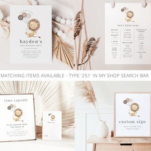 Lion Favor Tag Template, Lion Brown Balloons, Lion Gift Tag, Safari ...