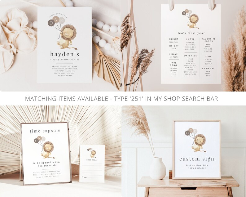 Lion Favor Tag Template, Lion Brown Balloons, Lion Gift Tag, Safari ...