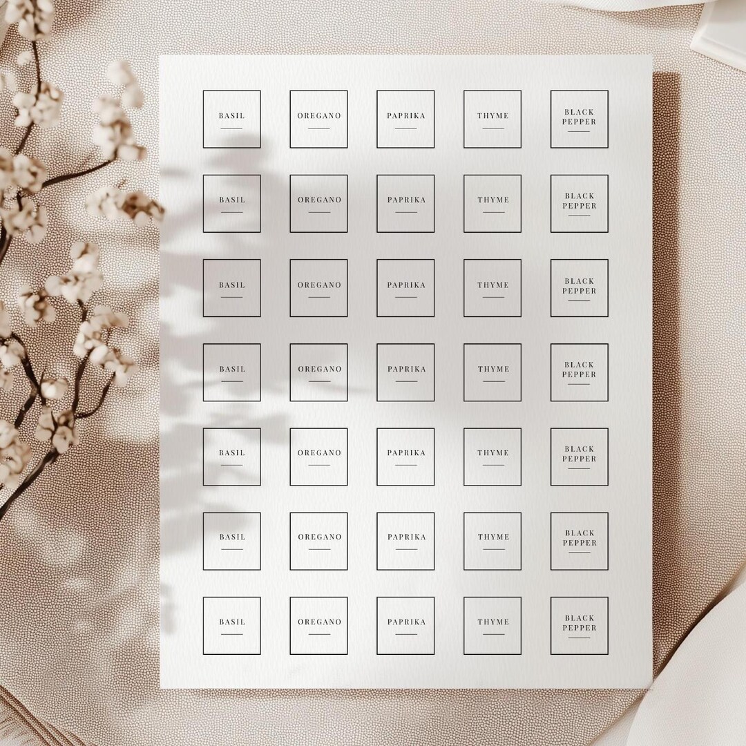 1 Inch, Editable Label Template, Kitchen Labels, Serif Label ...