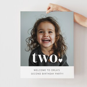 2nd Birthday Welcome Sign Template, Second Birthday Girl, Photo ...