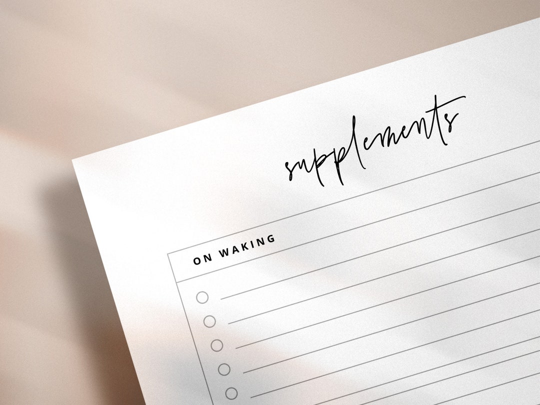 Editable Supplements Checklist | Daily Supplements Printable | Vitamin ...