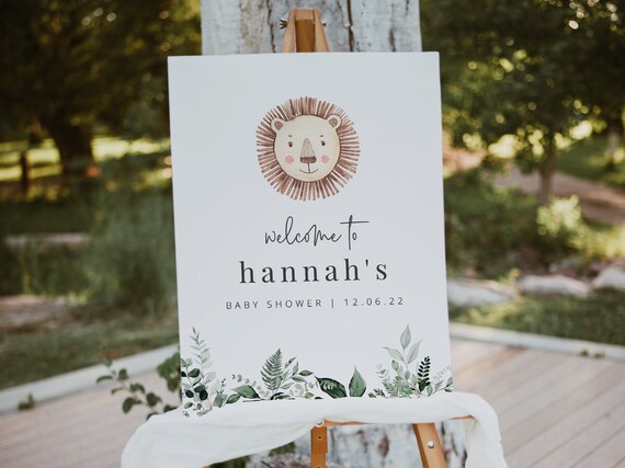 Lion Welcome Sign Template Safari Welcome Sign Safari Leaf | Etsy