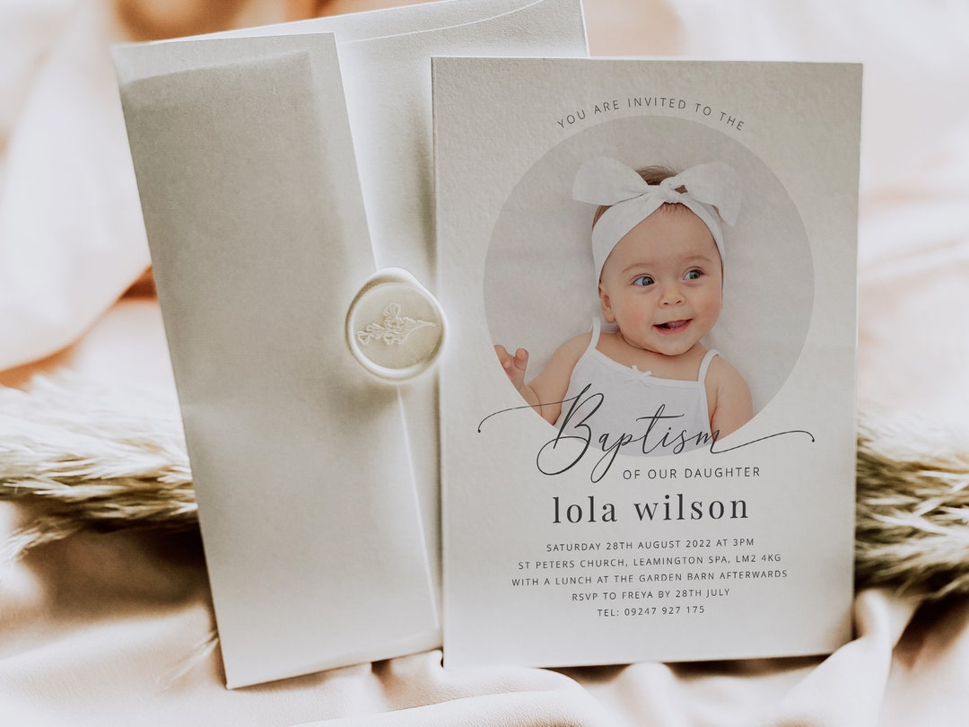 Girl Baptism Invitation Template, Baptism Photo Invite, Naming Day ...