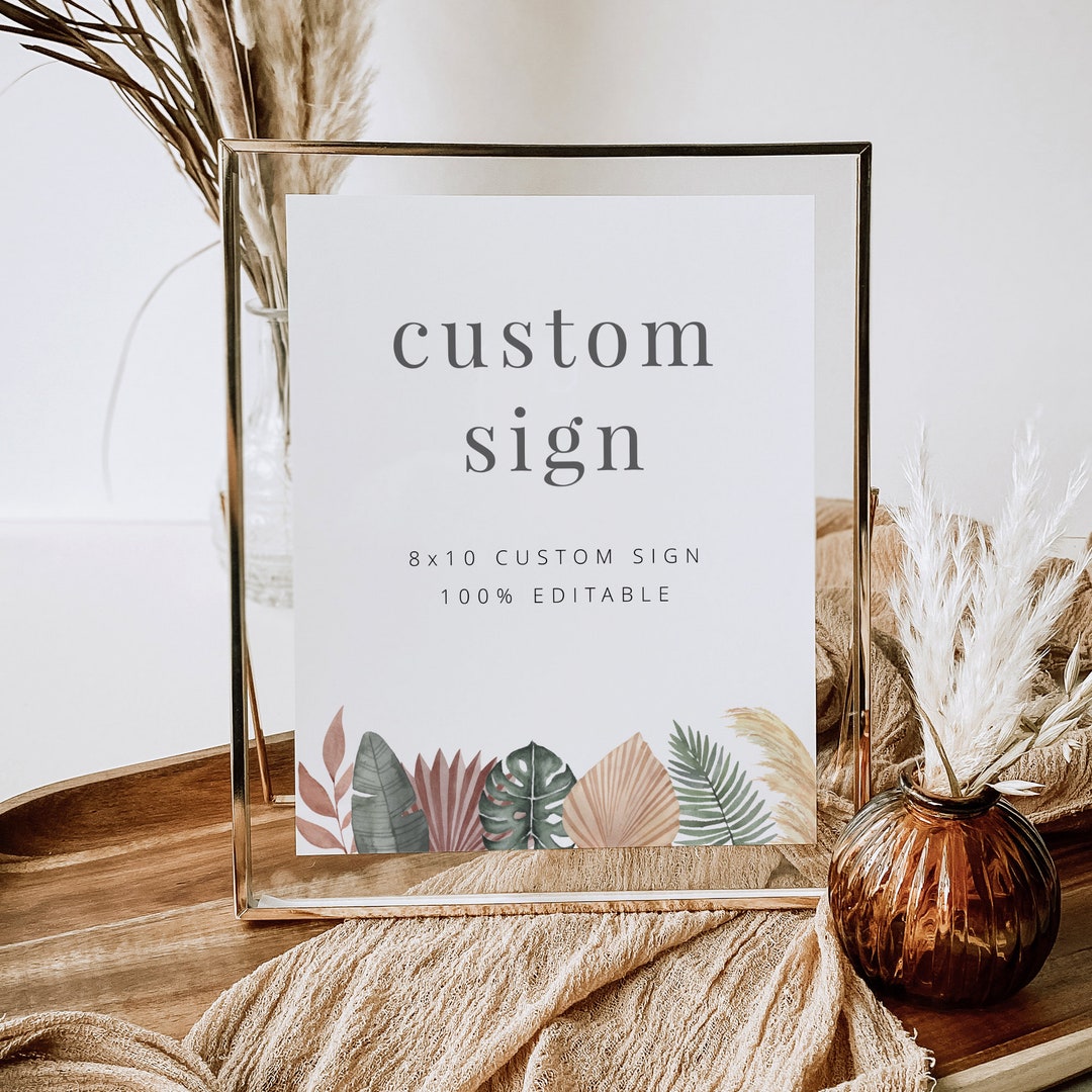 Safari Custom Sign Template, 8x10 Sign, Jungle Birthday Theme, Boho ...