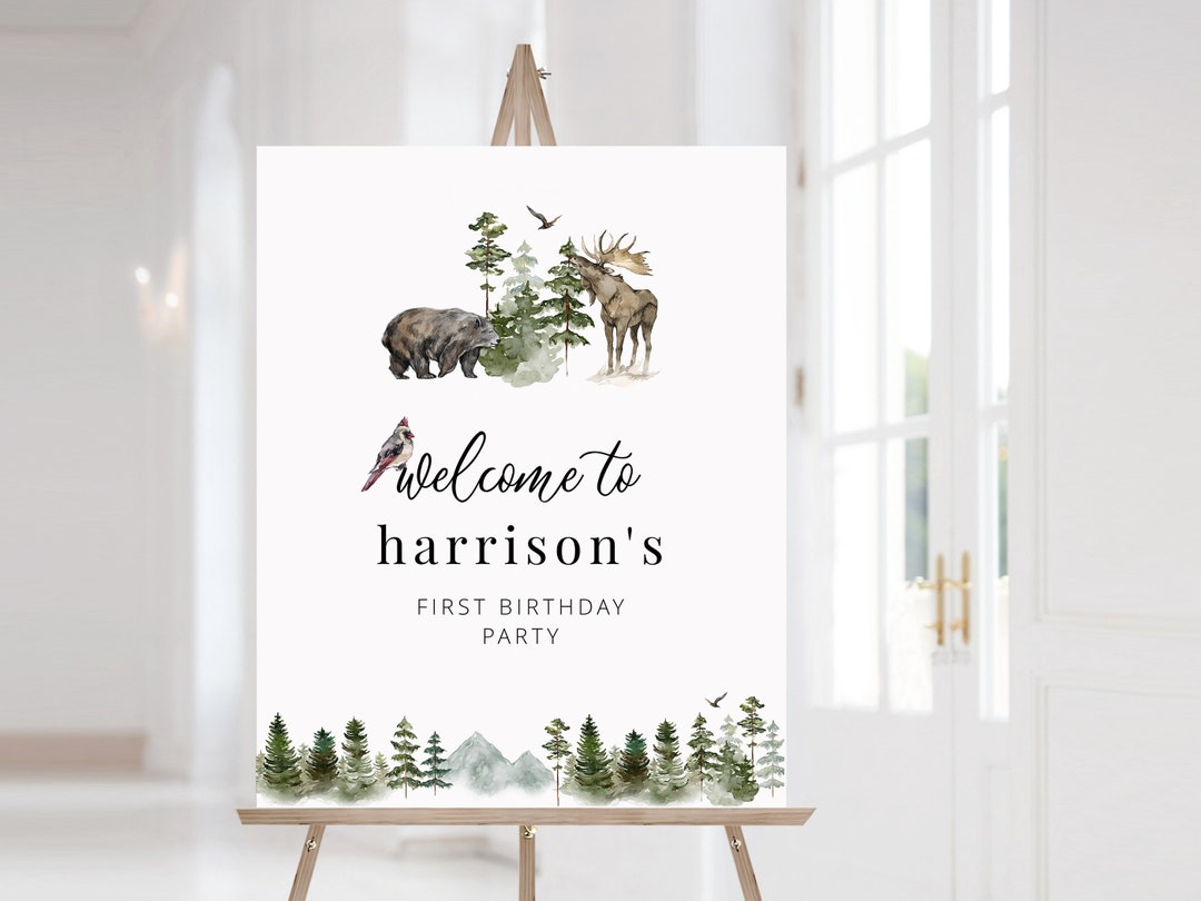 Birthday Welcome Sign Template, Wild One Welcome Sign, Mountains ...