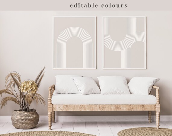 Neutral Rainbow Wall Art Editable Colors Instant Download | Etsy