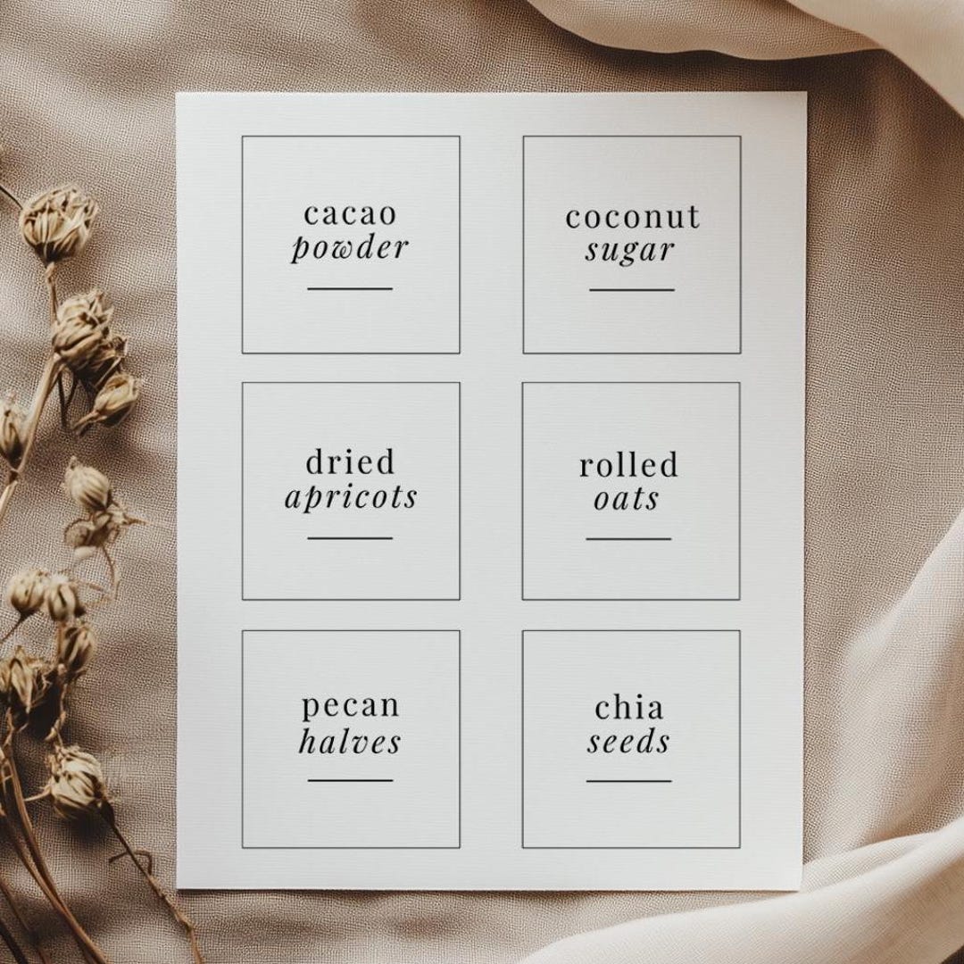 3 Inch, Editable Pantry Label, Serif Pantry Label, Minimalist ...