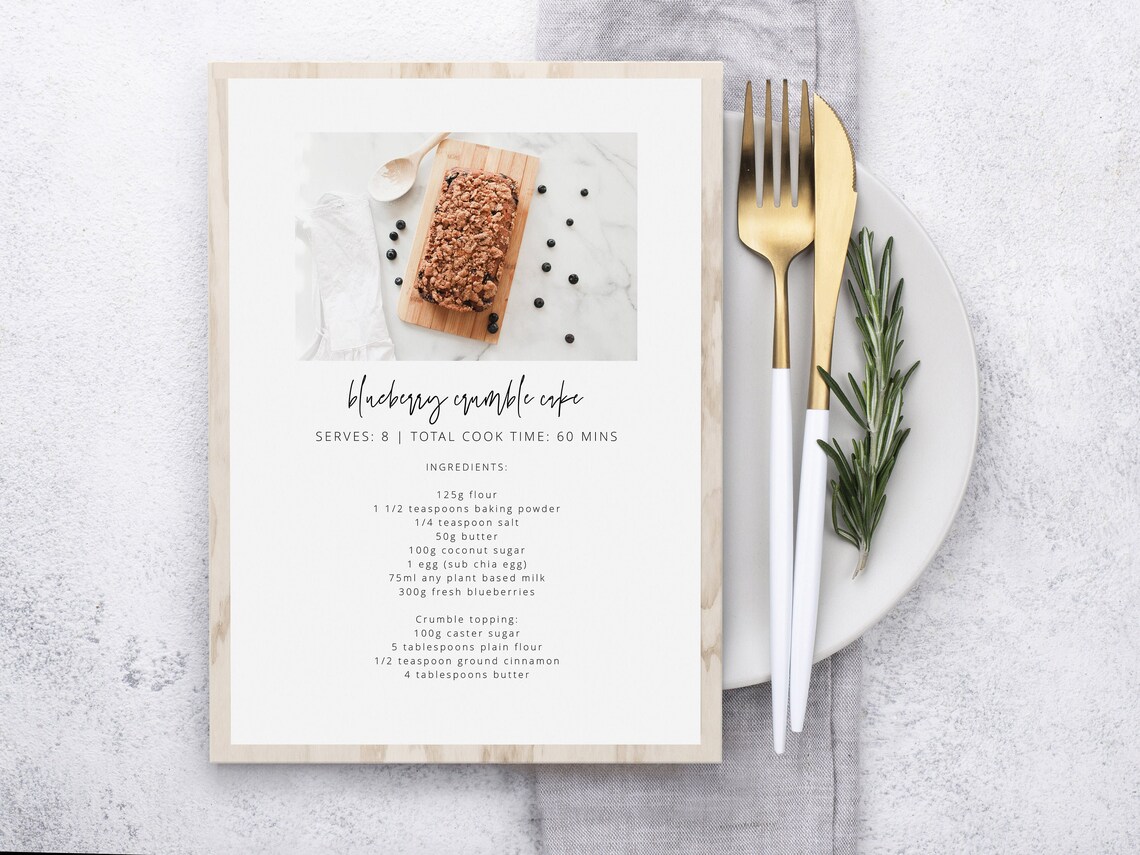 Editable Recipe Template Modern Recipe Card Editable - Etsy