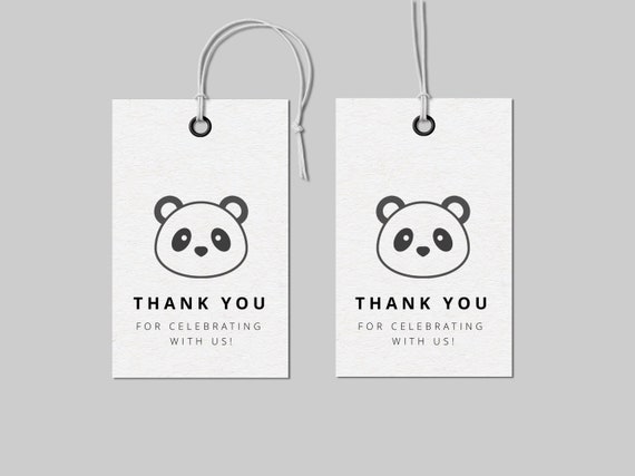 Panda Thank You Tag Template Panda Face Favor Tag Panda - Etsy