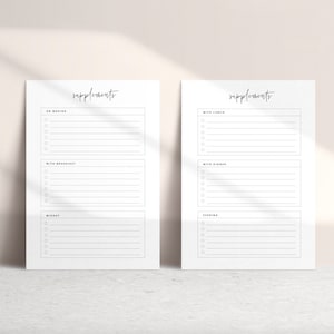 Editable Supplements Checklist | Daily Supplements Printable | Vitamin ...