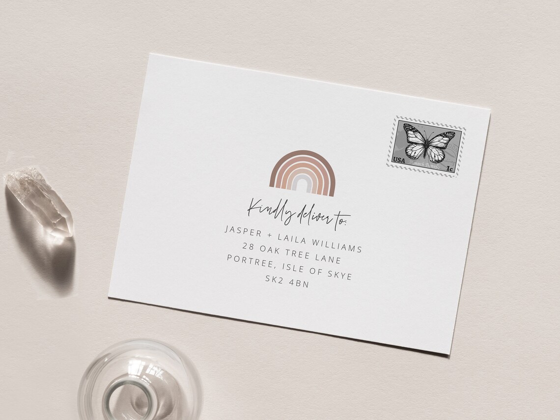 Editable Address Label Boho Rainbow Envelope Address - Etsy