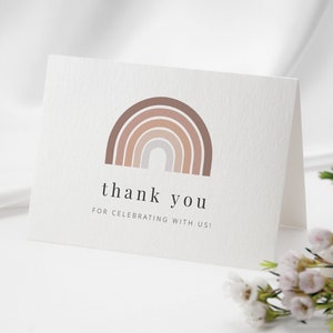 Editable Thank You Card | Neutral Rainbow Thank You Note | Earth Toned ...