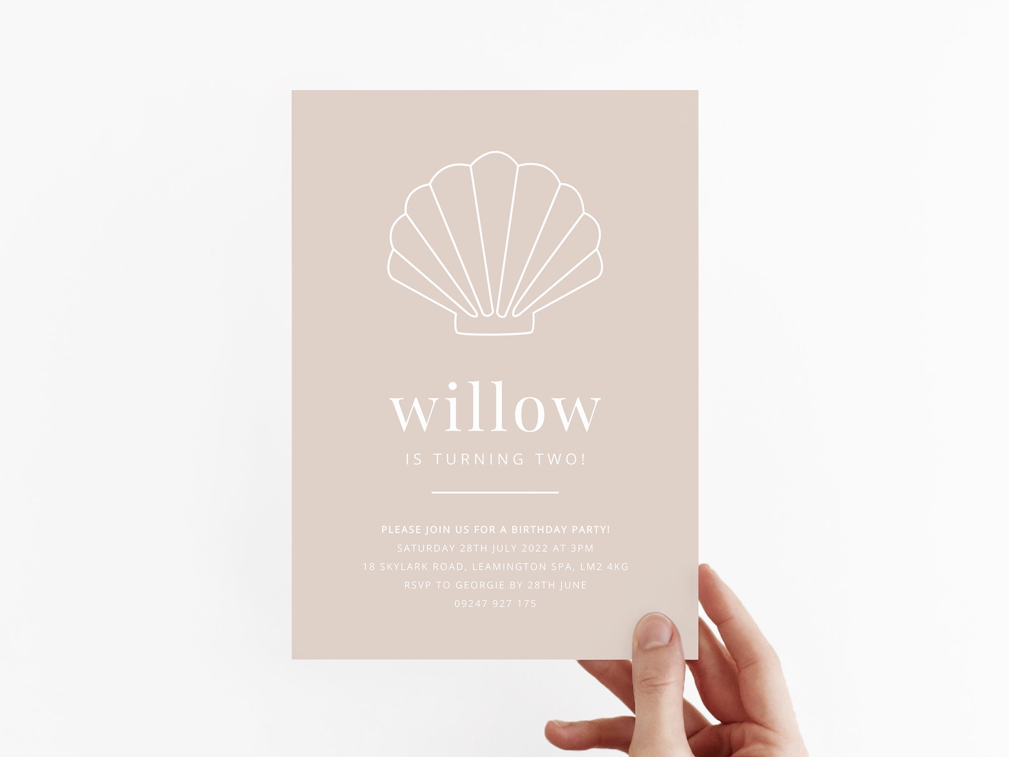 Shell Birthday Invite Template Nautical Theme Birthday Blush | Etsy