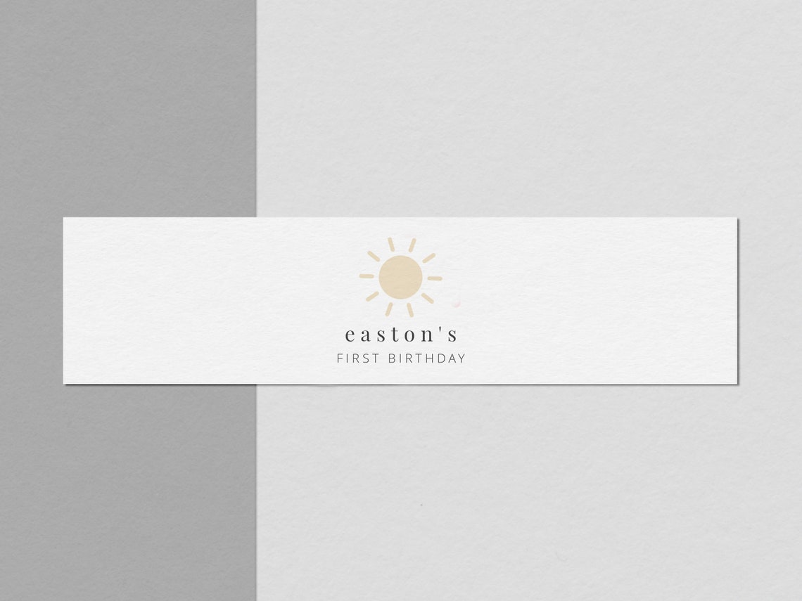 Water Bottle Label Template Sunshine Birthday Sun 1st - Etsy